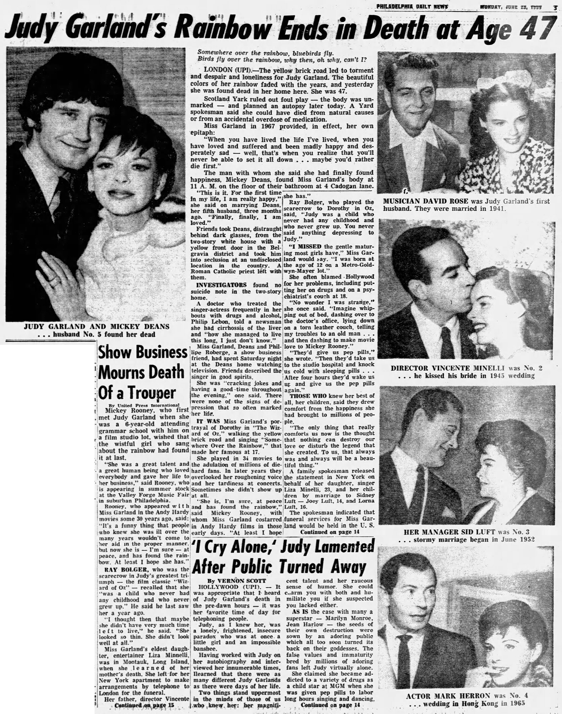 Newspaper Coverage of Judy Garland’s Death – The Judy Room